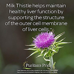 Puritans Pride Milk Thistle Liver Complex, Supports Healthy Liver Function, 90 Count, White