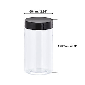 uxcell Round Plastic Jars with Black Screw Top Lid, 8oz/ 250ml Wide-mouth Clear Empty Containers for Storage, Organizing, 12Pcs