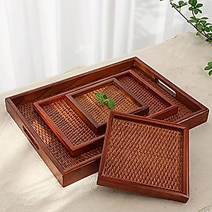 Serving Trays Serving Tray Wooden Tray Multipurpose Tray Rectangular Tea Tray Breakfast Tray Home Decor Elegant Decorative Tray (Size : B)