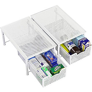 Simple Houseware Stackable Cabinet Basket Drawer Organizer, White