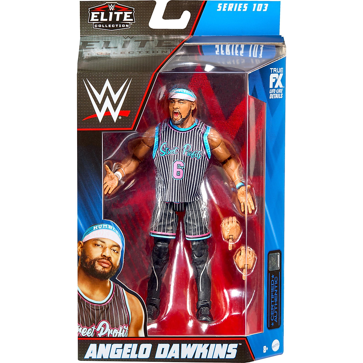 Mattel WWE Elite Collection Action Figure & Accessories, Series #103 Angelo Dawkins 6-inch Collectible with 25 Articulation Points & Swappable Hands