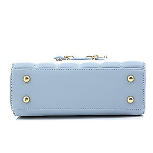 Vegan Leather Top-Handle Medium Boxy Satchel Tote Purse Crossbody Bag (Chain Front Embossed - White)