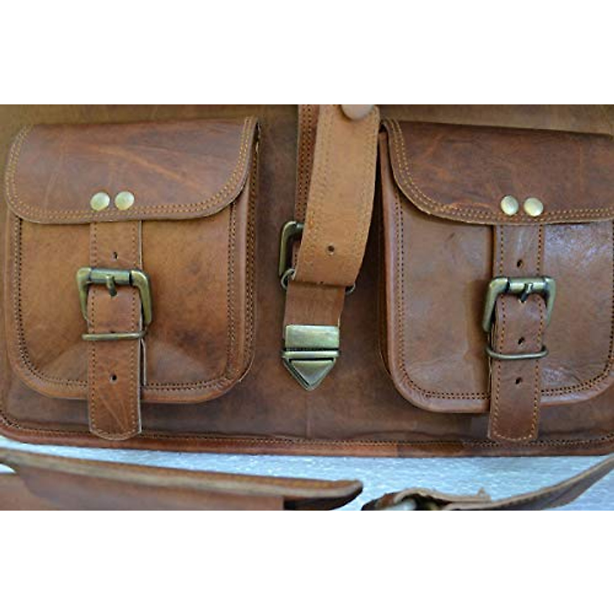 KPL 14 Inch Leather crossbody bags Purse Women Shoulder Bag Satchel Ladies Tote Travel Purse full grain Leather (Tan Brown)