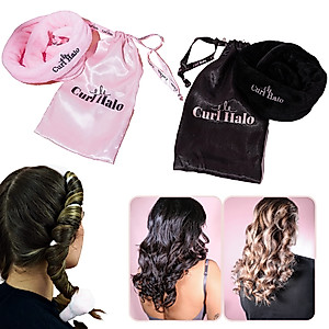 Curl Halo Heatless Curls | The Ultimate Heatless Curler for All Hair Types | Microfiber Heatless Curler | Wired Overnight Curler for Secure Hold (Pink)