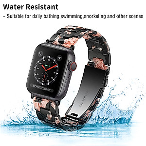 HOPO Compatible With Apple Watch Band 38mm 40mm 42mm 44mm Thin Light Resin Strap Bracelet With Stainless Steel Buckle Replacement For iWatch Series Ultra 9 8 7 6 5 4 3 2 1 SE(Black