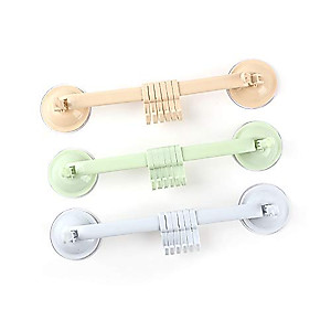 Adjustable Hook Rack Double Suction Cup Towel Rack Hanging Shelves Hook Holder Lock Type Sucker Kitchen Bathroom Accessories (Khaki)