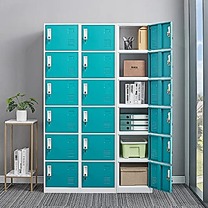 WIILAYOK Locker Storage Cabinet, Metal Lockers for Employees with Keys, 6-Tier Storage Locker for Office School Gym Corridor