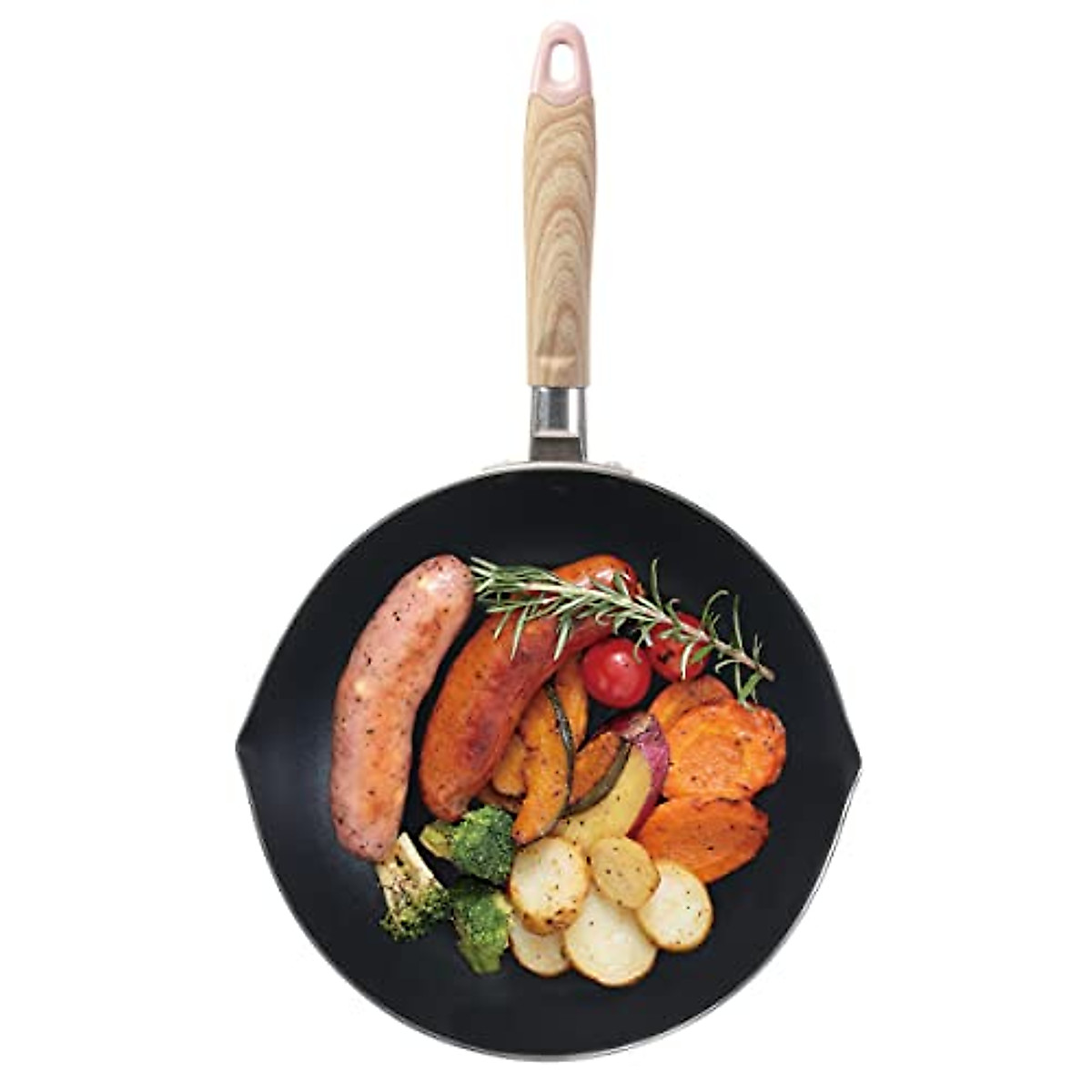 Pearl Metal HB-6661 Frying Pan, Deep Type, 9.4 inches (24 cm), Induction Compatible, Compatible with All Heat Sources, Fluorine Treatment, Pink, Natural Cook Pure