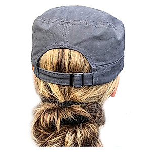 Womans Cadet Cap with Ocean Beach Theme, Short Brim Baseball Hat Featuring Celtic Design Sea Turtle (Gray with Turquoise Blue Turtle)