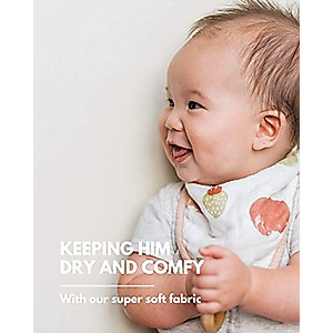 Nightingale Baby Bandana Bibs - Absorbent, Soft, Hypoallergenic Bamboo Muslin Drool Cloths - Cute Drooling Bibs for Boys and Girls (Bee/Fruit/Daisy)