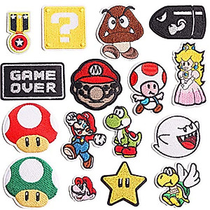 Decorative Patches,16pcs Iron On Patches for Clothing, Embroidered Sew On Super Cute Cartoon Anime Patches for Kids Jackets, Shirts, Backpacks