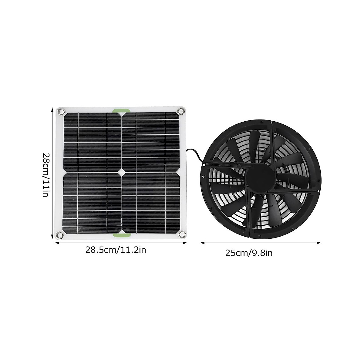 Solar Panel Fan Ventilation Fan Kit 10 Inch, Solar Powered Exhaust Fan Portable Ventilator Fan with Protective Mesh, 12V 100W Mini Ventilator Fan for Chicken Coops Greenhouse Shed