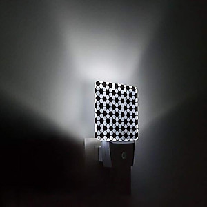 Black and White Hexagon Plug-in Night Light Auto Dusk to Dawn Geometric Night Lights Smart Sensor Led Nightlight Lamp for Bedroom Bathroom Kitchen Nursery Hallway Stairs Energy Efficient Home Decor