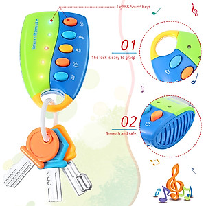 Skylety Musical Smart Remote Key Toy Fake Car Toy Keys with Sound and Lights Fun and Educational Key Toys for Travel Play (Batteries Not Included)