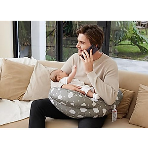 Momcozy Nursing Pillow for Breastfeeding, Original Plus Size Breastfeeding Pillows for More Support for Mom and Baby, with Adjustable Waist Strap and Removable Cotton Cover, Grey