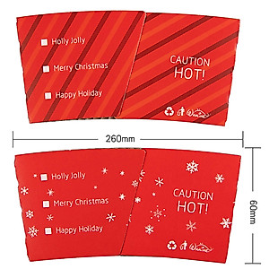 Whaline Christmas Coffee Tea Cup Sleeves 30 Pack Disposable Cardboard Sleeves Double-Layer Paper Sleeves Fit 12 and 16oz Paper Cup for Hot Drinks Cold Beverage Cafe Shop Office, 6 Design