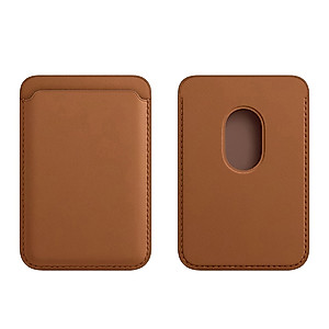 Lacase Magnetic Leather Card Wallet Holder with MagSafe for iPhone 14 Series/iPhone 13 Series/iPhone 12 Series, (Brown)…