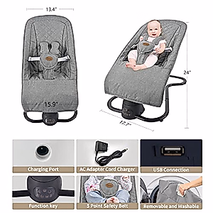 Baby Bouncer, 2 in 1 Baby Bouncer for Infants, Portable Baby Bouncer Seat & Infant to Toddler, Comfortable Bouncer for Babies 0-6 Months with Music and Vibrations