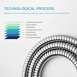 OFFO Shower Hose, 48 Inch Bidet Hose High Pressure Explosion Proof Toilet Hose for Bidet Sprayer Stainless Steel Electroplating Handheld Shower Hose Flex Hoses with Woven Inner Tube, Chrome