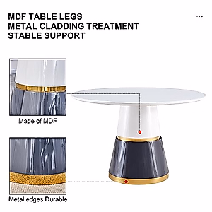 HomVent Faux Marble Pedestal Base Dining Table, 63” Contemporary Style Rectangle Kitchen Table Dining Room Table with Silver Wood U-Base for Dining Room, Living Room (Gray) (47.24” White)