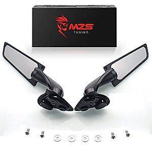 MZS Racing Motorcycle Mirrors, Double Rotating Wing rearview Mirror Fairing Side Black Compatible with YZF R1/R1M 2020-2023
