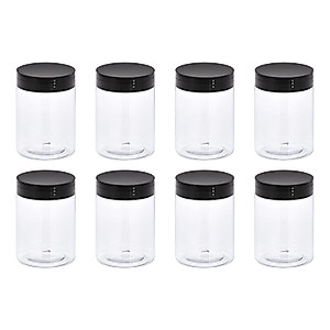 uxcell Round Plastic Jars with Black Screw Top Lid, 10oz/ 300ml Wide-mouth Clear Empty Containers for Storage, Organizing, 10Pcs