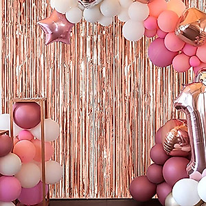 ASTARON 2Pcs Rose Gold Foil Fringe Curtains Shiny Metallic Fringe for Baby Shower Party Birthday Party Decoration