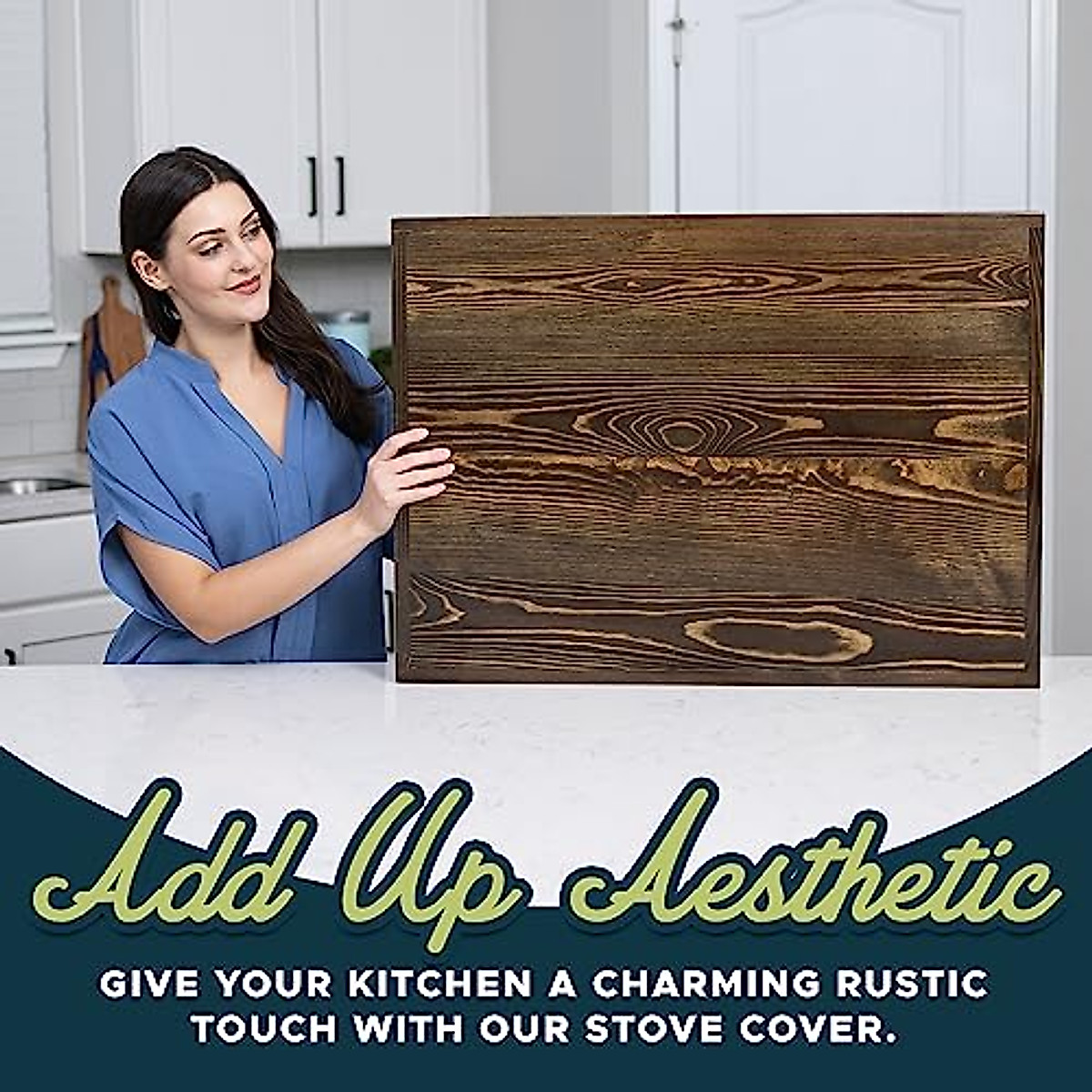 RELODECOR Noodle Board Stove Covers with Built-in Handles, Durable Extra Thick Pine Wood Handmade Cookware, Counter Space Top Covers for Electric Stoves, Farmhouse Rustic Stove Cover for Kitchen