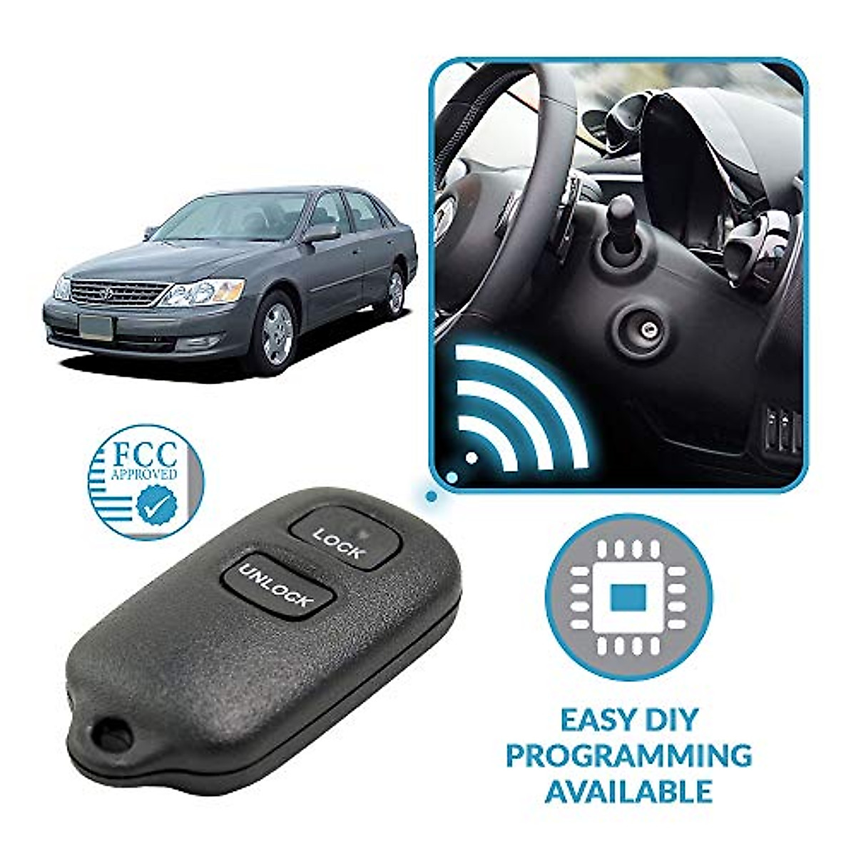 Keyless2Go Replacement for New Keyless Entry Remote Car Key Fob 3 Button FCC HYQ12BBX HYQ12BAN