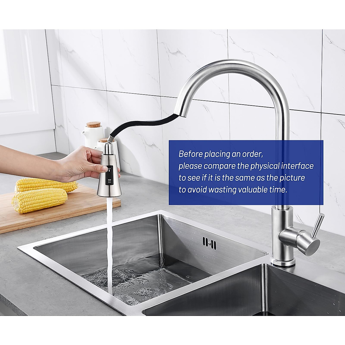 K-1219935-BC/K-1304674-BC Hose Kit for Kohler Pull Down Hose Replacement, 68 Inches Pull-Out Kitchen Faucet Hose Replacemnet Part, Spray Hose Replacement Hose Kit (Brushed Nickel)