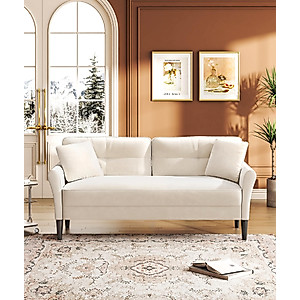 Kidirect 69" White Couch, Loveseat Sofa, Couches for Living Room, Comfy Sofas for Living Room 3min No Tool Fast Assembly, Small Couch for Bedroom, Modern Velvet Sofa Couch for Apartment Office