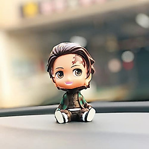 ITUBLE Bobbleheads Anime Tanjiro Action Figures Bobblehead Car Dashboard Decorations Accessories Interior Statue Bobble Head Figure Dash Board Figurine Phone Holder Bracket Birthday Cake Toppers Gifts