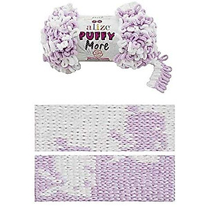 Alize Puffy Loop Yarn More Yarn Lot of 3skn 15.90 Oz 38yds 100% Micropolyester No Needles No Hooks Soft Yarn Blanket Yarn, Velvet Yarn, Easy Knitting Yarn (6291)