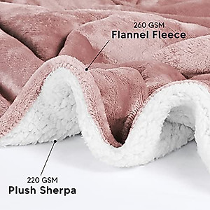 Utopia Bedding Sherpa Blanket Twin Size [Rose Pink, 90x66 Inches] - 480GSM Thick Warm Plush Fleece Reversible Blanket for Bed, Sofa, Couch, Camping and Travel