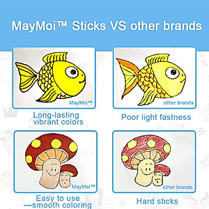 MayMoi Tempera Paint Sticks, Bright Colors Tempera Paint Sticks Quick Drying, Easy to Color and Washable Paint Crayons for Kids and Students (12 Colors)