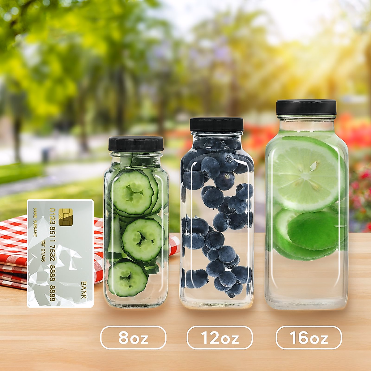 STARSIDE 12 Pack 16oz Glass Drinking Bottles with Lids,Vintage Water Bottles,Reusable Drinking Jars with Lids for Milk,Juicing,Kombucha,Juice