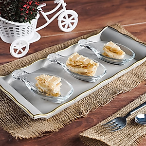 Crystalia Boutique Leaf Shape Glass Bowls Set for Kitchen Prep, Small Pinch Bowls, Clear Glass Cooking and Serving Bowls for Fruit, Sauce, Dipping and Candy Dishes, Mini Decorative Serveware Set of 6