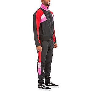 WEIV GEAR Men’s Tracksuit Set – 2 Piece Outfit Casual Active Full Zip Up Windbreaker Jacket and Drawstring Joggers Sweatpants SET509/709 RED L