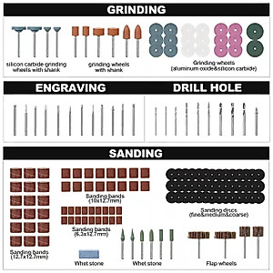 POPULO 305-Piece Rotary Tool Accessories Kit, 1/8-inch Diameter Shanks, Universal Fitment for Easy Cutting, Grinding, Sanding, Sharpening, Carving and Polishing, Storage Case.…