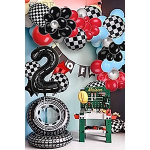 Race Car Birthday Balloons 40 Inch Racetrack Number Balloon 2 Black Boys Two Fast Birthday Race Car Theme Party Decor Supplies 5 Pcs Mylar Balloon