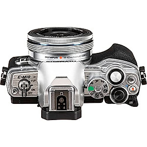 Ultimaxx Essential Accessory Bundle + Olympus OM-D E-M10 Mark IV Mirrorless Camera with 14-42mm EZ Lens (Silver) + SanDisk 32GB Ultra Memory Card, Water-Resistant Gadget Bag & More (18pc Bundle)