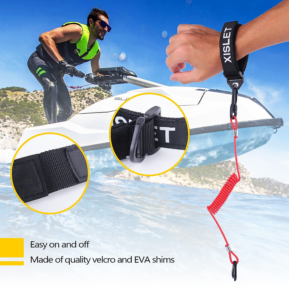 Xislet Lanyard Switch Compatible with Yamaha Jet Ski Waverunner VX Cruiser FX Engine Safety Stop Tether Replace EW2-68348-00-00 Aftermarket 6K8-82556-00-00