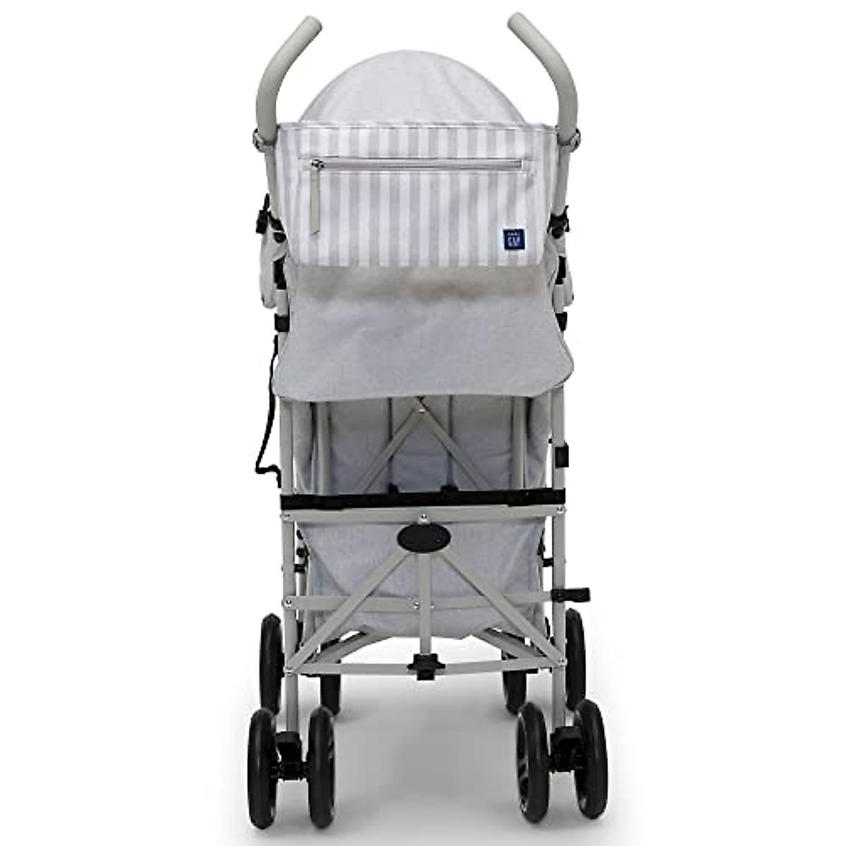 babyGap Classic Stroller - Lightweight Stroller with Recline, Compact Fold & Removable Parent Organizer - Made with Sustainable Materials, Grey Stripes