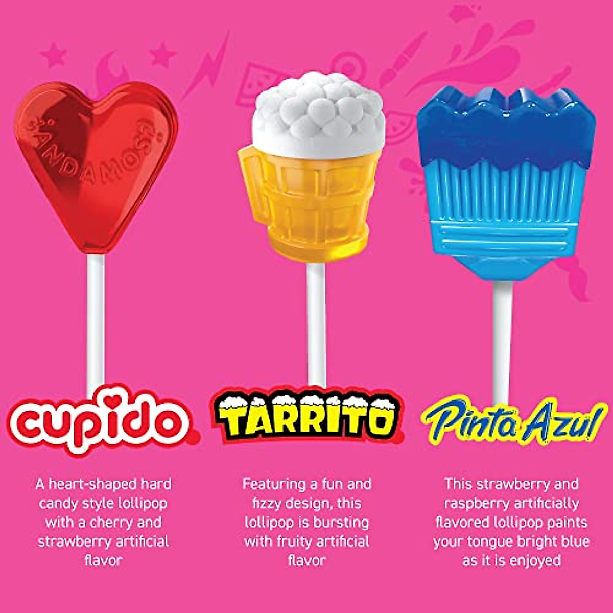 Vero Mix Banda Dulce Assorted Sweet Lollipops, Artificially Flavored, 1 Pound 4.31 Ounces, 40 Count Bag