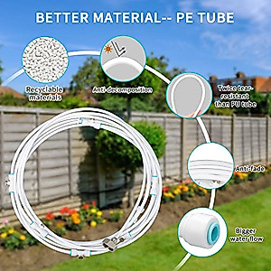 2NLF Misting Cooling System 59FT (18M) Misting Line + 22 Brass Mist Nozzles + a Metal Adapter(3/4”) Outdoor Trampoline Sprinkler Mister Patio Garden Greenhouse for Waterpark