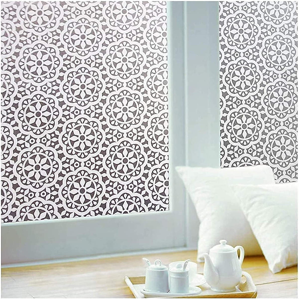 Window Film Window Decal Matte Frosted Decorative Window Film Privacy UV Protection Stained Glass Vinyl for Home Static Cling Self Adhesive Film Privacy Window Decal (Size : 45x500 cm)