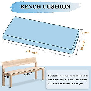 ROFIEJOX Bench Cushion 36 inch - Imitation Linen Fabric, Indoor Outdoor Long Seat Furniture, High-Density Foam, Non-Slip Design for Window Patio Garden, (36x14x3) Light Azure