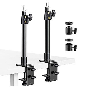 Desk Mount Stand, 2 Pack DSLR Camera Desk Mount C Clamp Light Stand, 13.7" ~23.2" Photographic Light Boom Stand with 360° Ball Head for Camera, Ring Light, Video Light, Video Conference Light