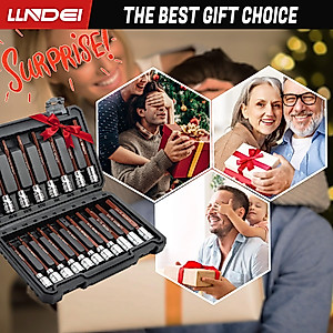 LLNDEI 3/8-Inch Drive Extra Long Allen Hex Bit Socket Set 19PCS- Standard SAE & Metric (1/8"-3/8", 3-12mm), CR-V&S2 Alloy Steel, Durable Tool Accessories Kit for Mechanics