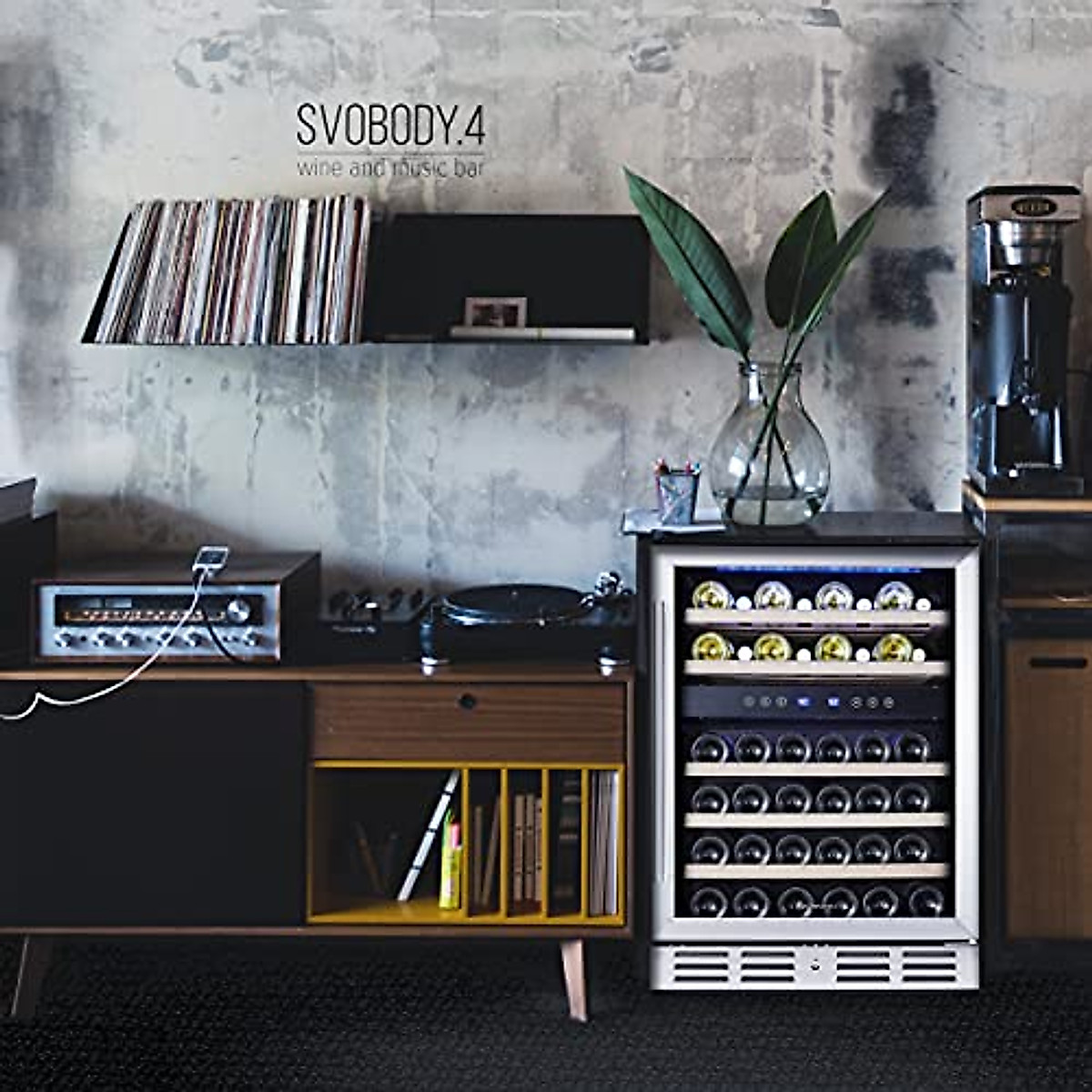 Kalamera 24'' Wine Cooler Refrigerator 46 Bottle Dual Zone Built-in or Freestanding Fridge with Stainless Steel & Triple-Layer Tempered Reversible Glass Door and Temperature Memory Function